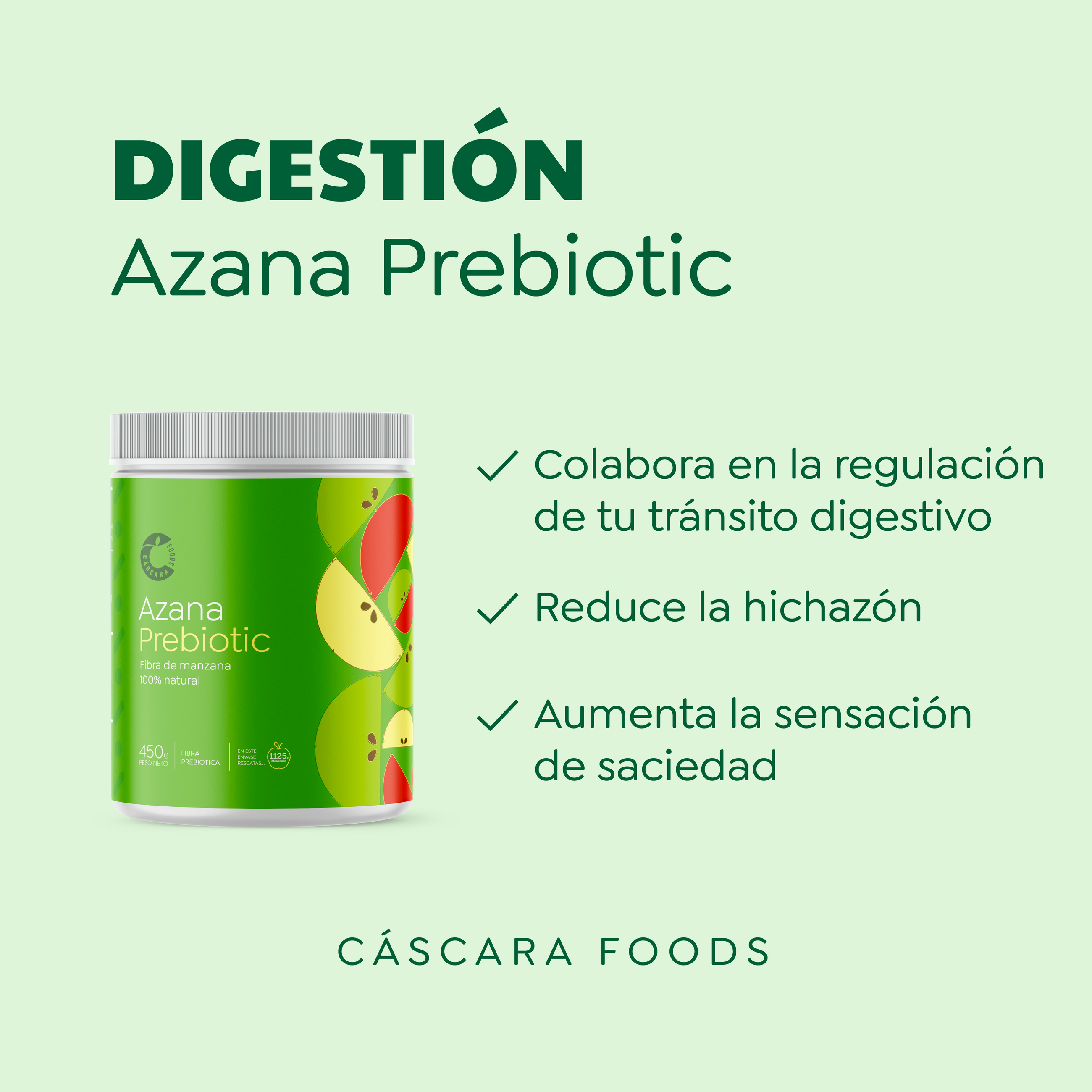 Azana Prebiotic, Fibra de Manzana 35 días - Cáscara Foods – cascarafoods