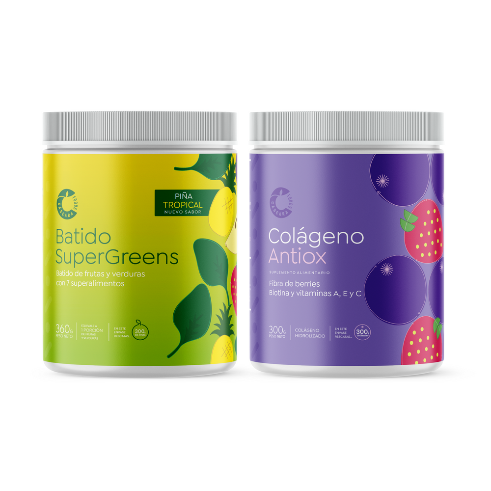 Pack Colágeno Antiox y Batido SuperGreens - Cáscara Foods – cascarafoods