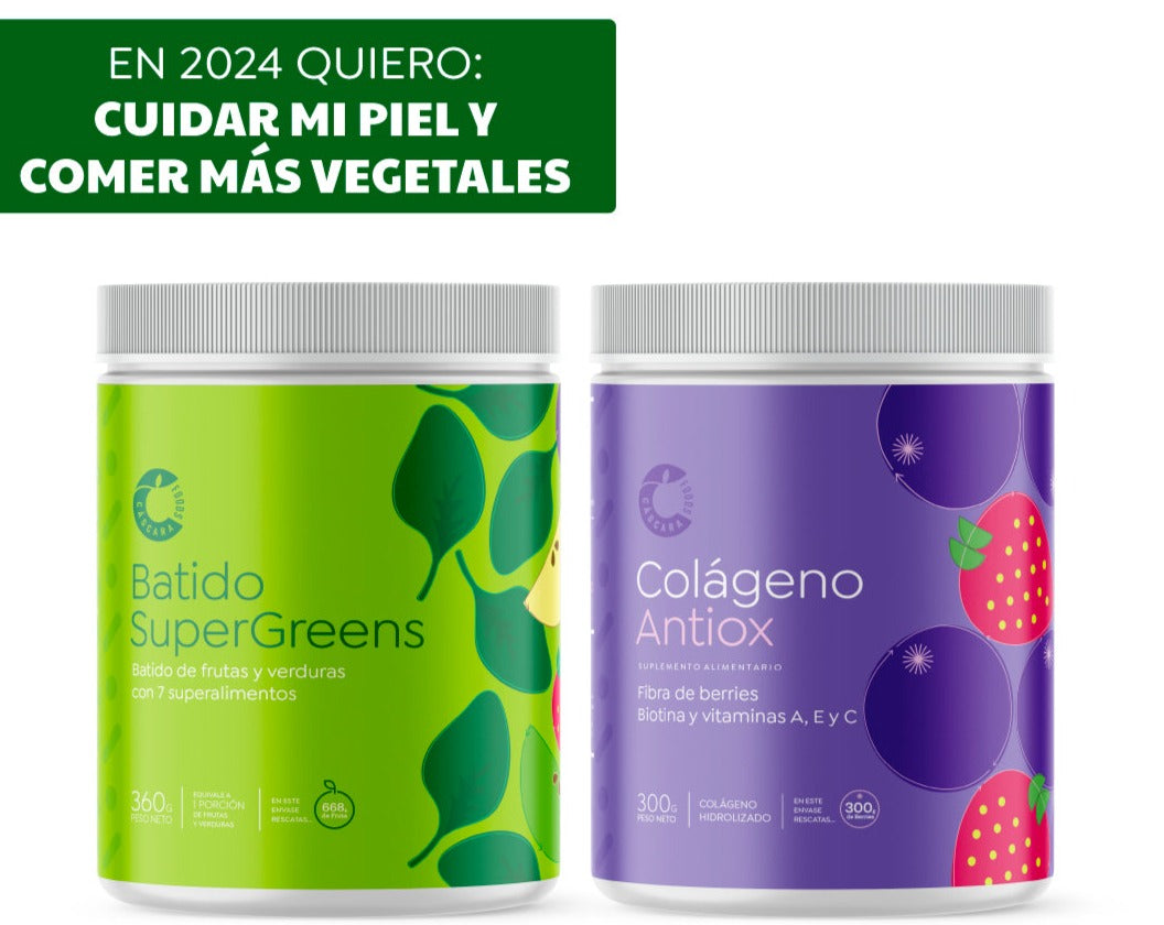 Pack Colágeno Antiox y Batido SuperGreens - Cáscara Foods – cascarafoods