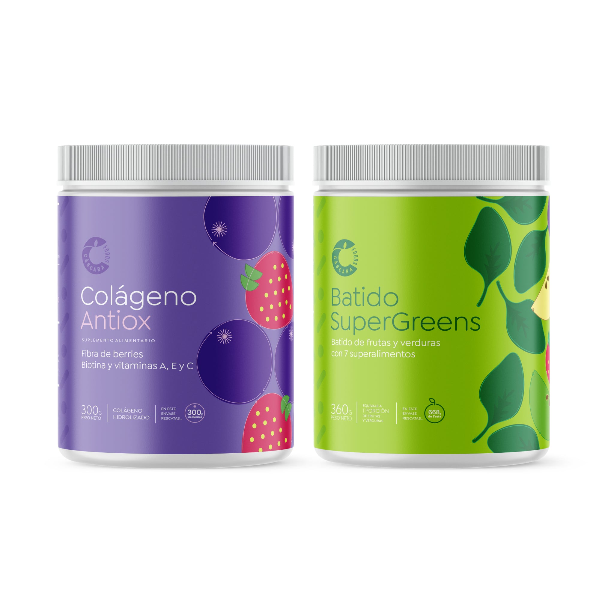 Pack Colágeno Antiox y Batido SuperGreens - Cáscara Foods – cascarafoods